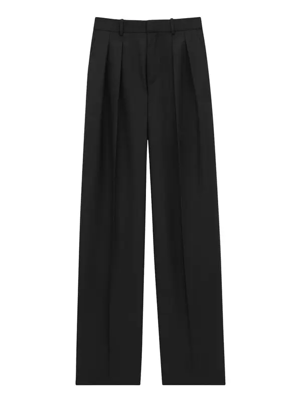 Saint Laurent Wool Chiné Trousers - Black