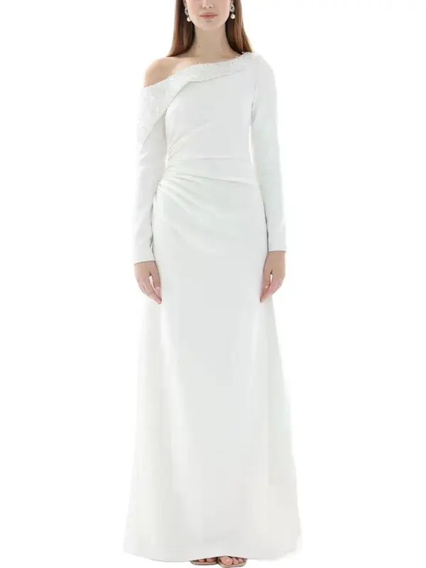 DINA MELWANI Crystal-embellished Off-shoulder Gown - White