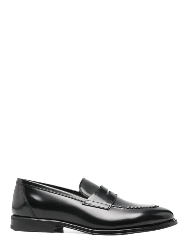 HENDERSON BARACCO Penny-strap Stitch-detail Loafers - Black