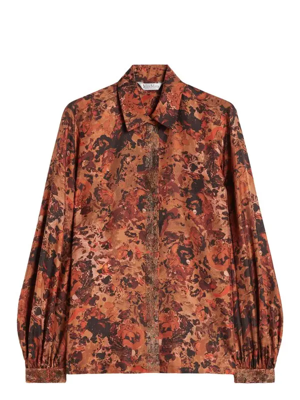 Max Mara Silk Twill Printed Shirt - Brown