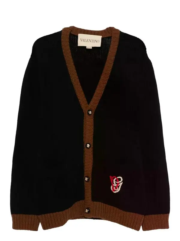 Valentino Garavani V-neck Cardigan With Embroidery - Black