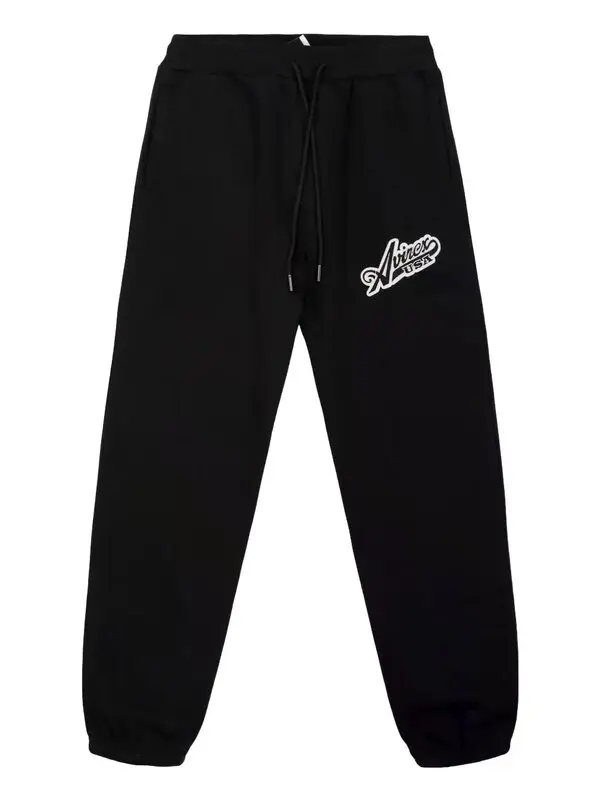 AVIREX Logo Embroidered Trousers - Black