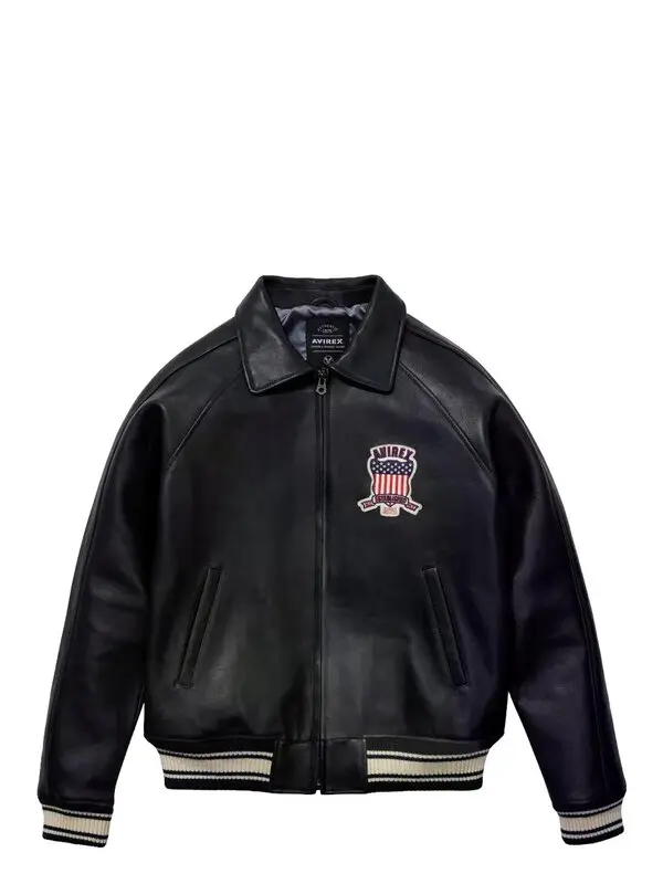 AVIREX Appliquéd Bomber Jacket - Black