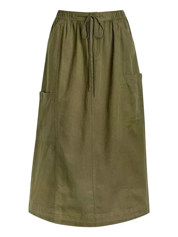 DAMSON MADDER Vika Drawstring Pocket Midi Skirt - Green