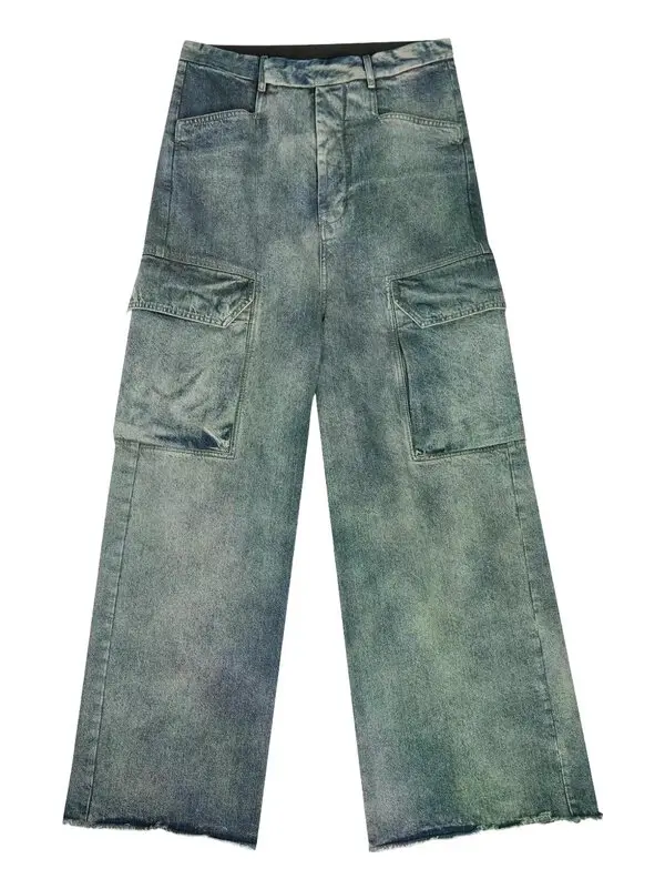 Rick Owens Cargo Frayed Jeans - Blue