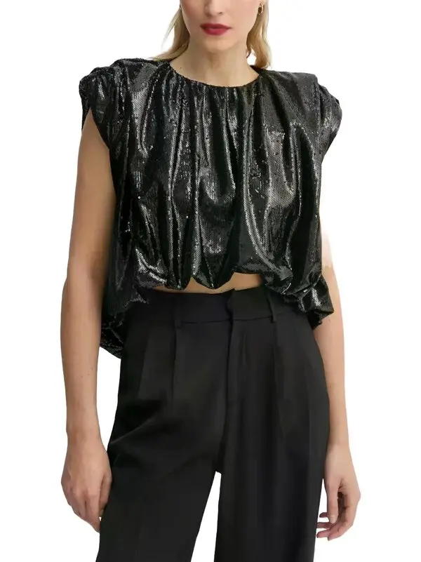 MMC STUDIO Sequin Embellished Cropped Top - Black