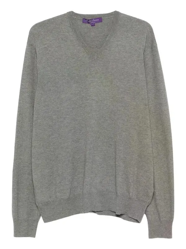 Ralph Lauren Purple Label V-neck Long-sleeve Sweater - Grey