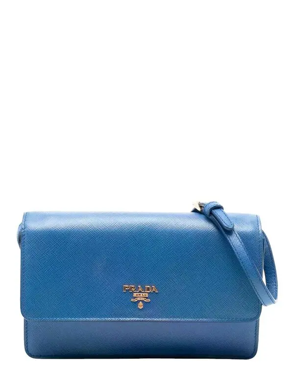 Prada Saffiano Wallet On Strap Crossbody Bag - Blue