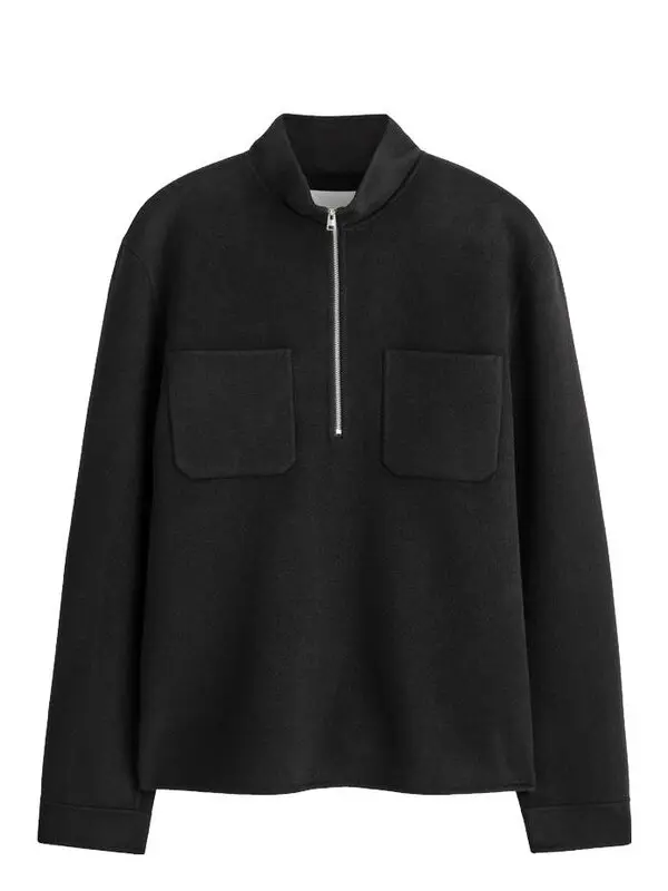 Cos Double-faced Wool Zip-up Sweatshirt - Black