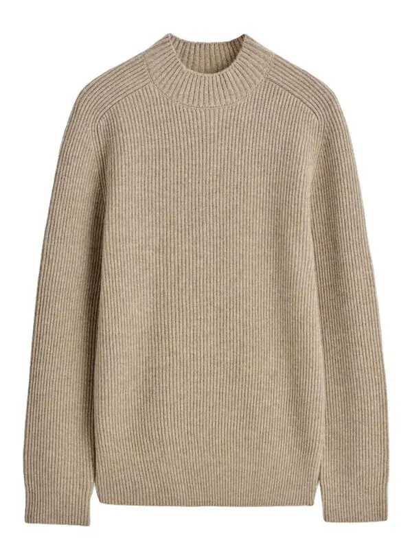 Cos Ribbed Wool Mock-neck Sweater - Beige