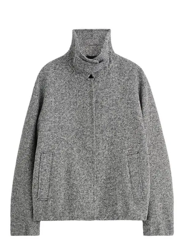 Cos Wool-tweed Mock-neck Jacket - Gray