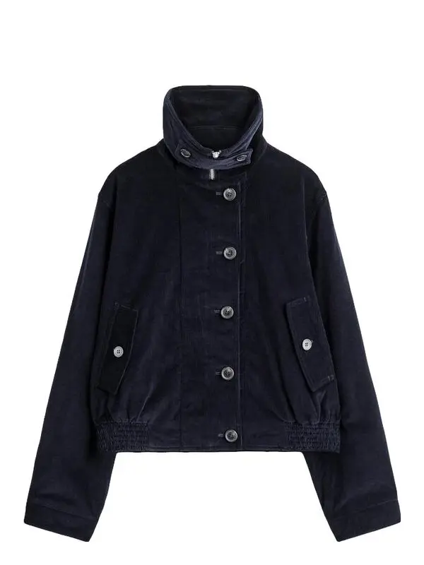 Cos Corduroy Mock-neck Jacket - Navy