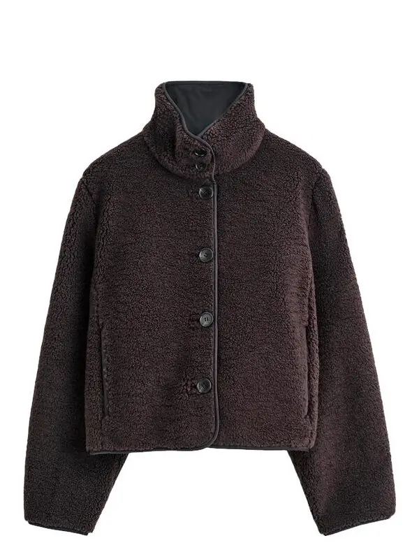 Cos Mock-neck Teddy Jacket - Brown