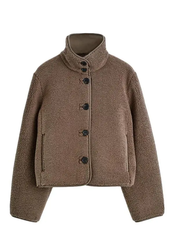Cos Mock-neck Teddy Jacket - Brown