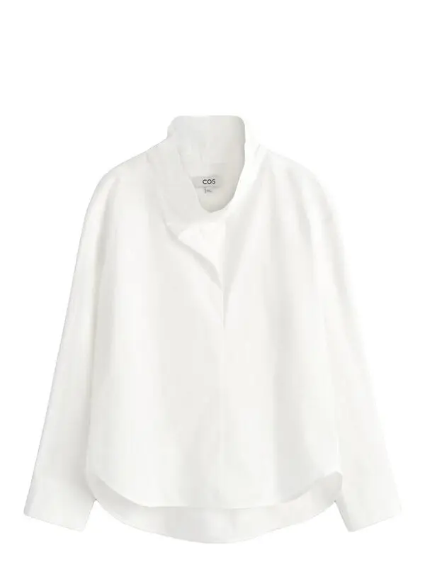 Cos Mock-neck Pima Cotton Shirt - White