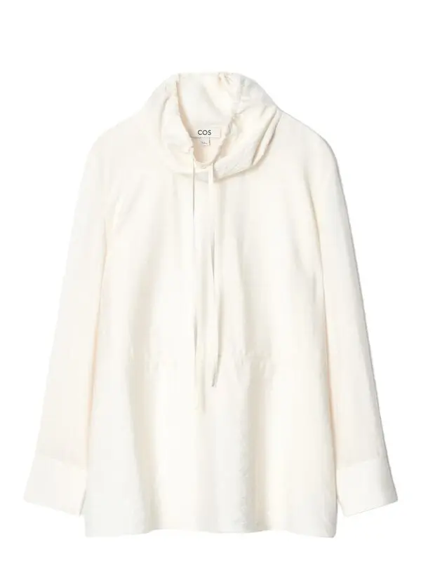 Cos Drawstring Mock-neck Blouse - White