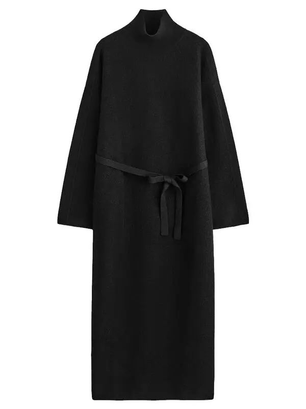 Cos Boiled-wool Mock-neck Dress - Black
