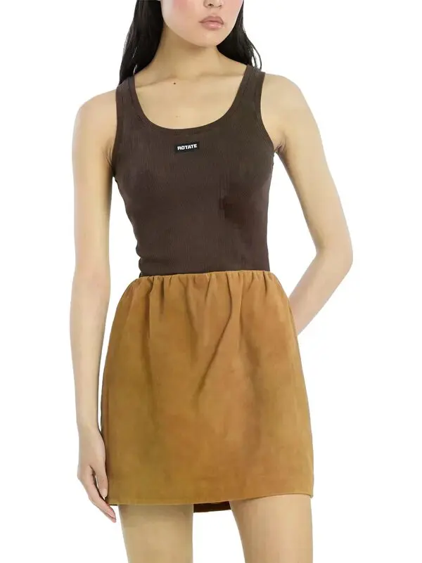 ROTATE BY BIRGER CHRISTENSEN Logo Ribbed Top - Brown