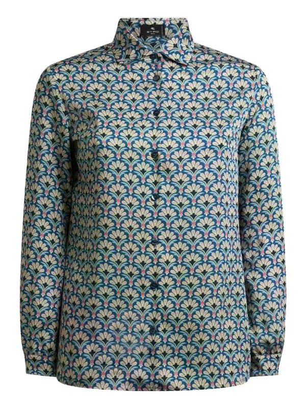 Etro Palm-motif Shirt - Blue
