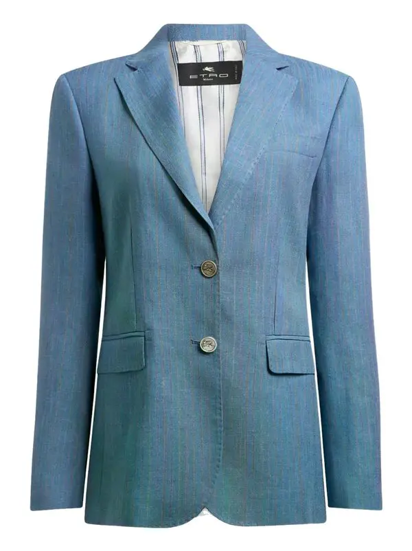 Etro Pegaso Button Striped Single-breasted Blazer - Blue