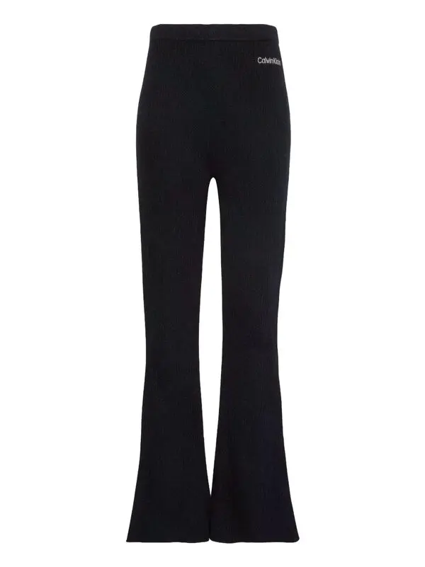 Calvin Klein Elastic-waistband Flared Trousers - Black