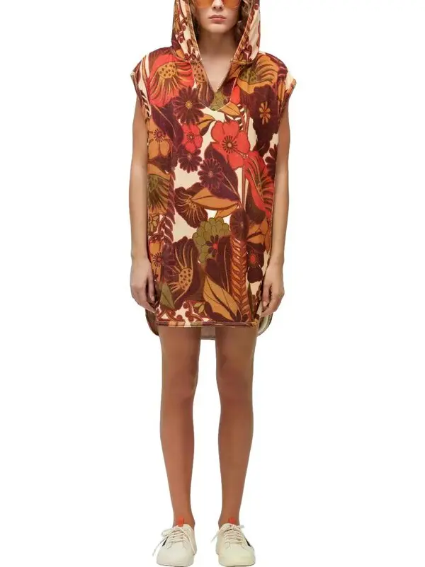 OSKLEN Hooded Floral Dress - Brown