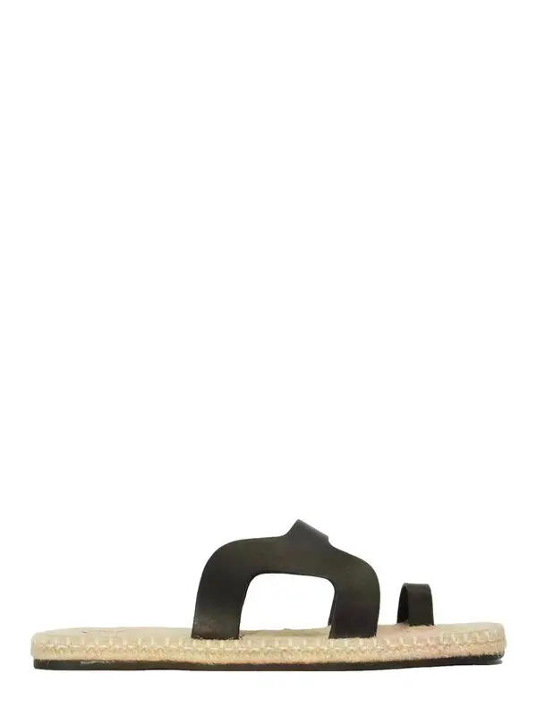 OSKLEN Square-toe Flat Sandals - Black