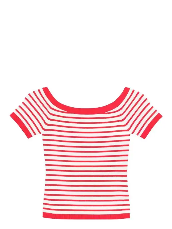 Maje Striped Boat-neck Top - Red