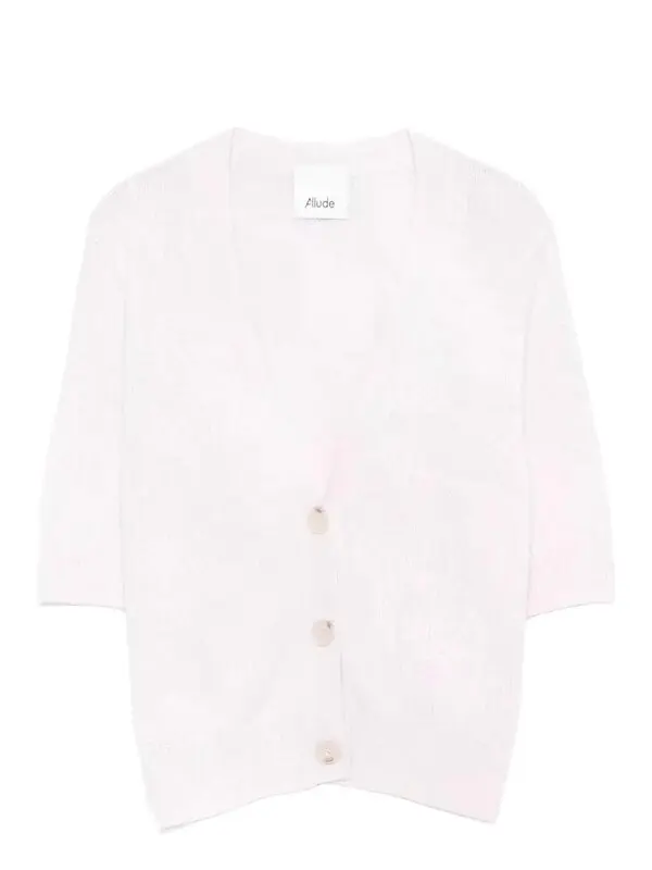 ALLUDE Button Short-sleeve Cardigan - Pink