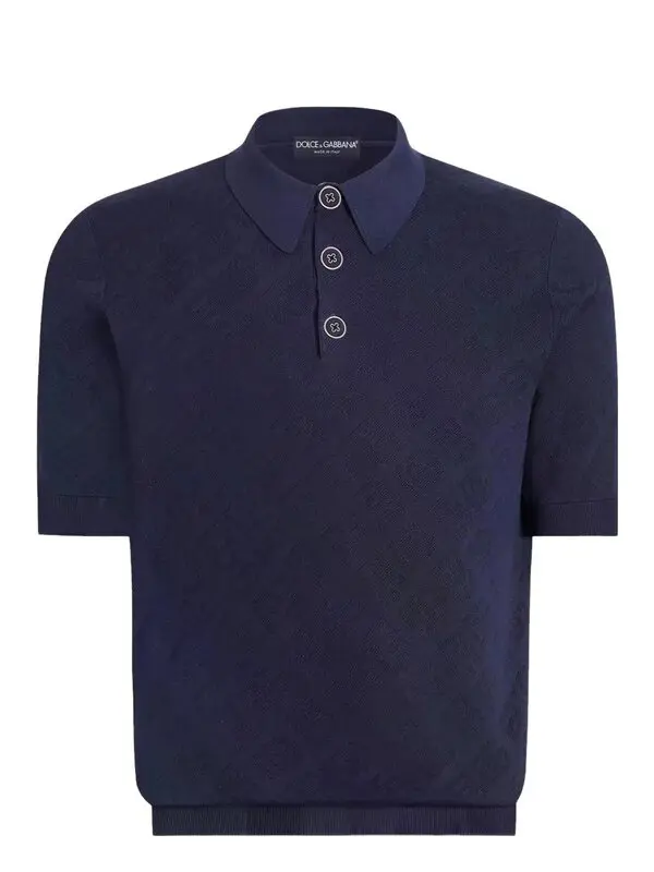 Dolce & Gabbana Patterned Short-sleeve Polo Shirt - Blue