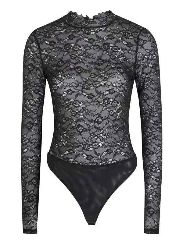Alice + Olivia Lace Long-sleeve Bodysuit - Black