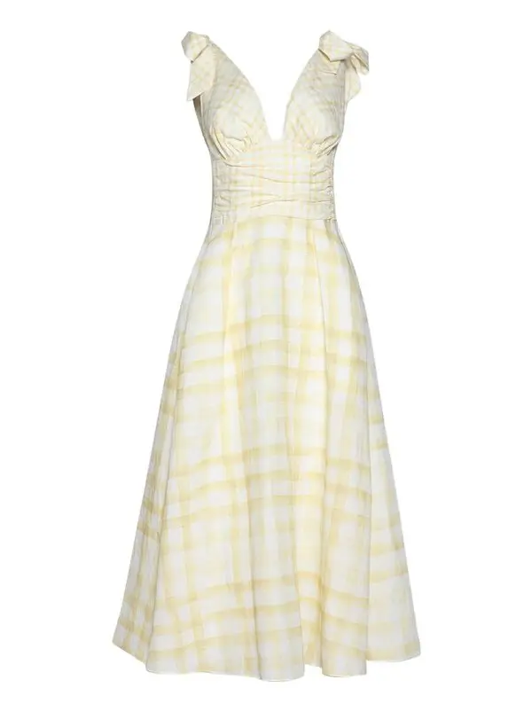 Rosie Assoulin Bow Shoulder Midi Dress - Yellow