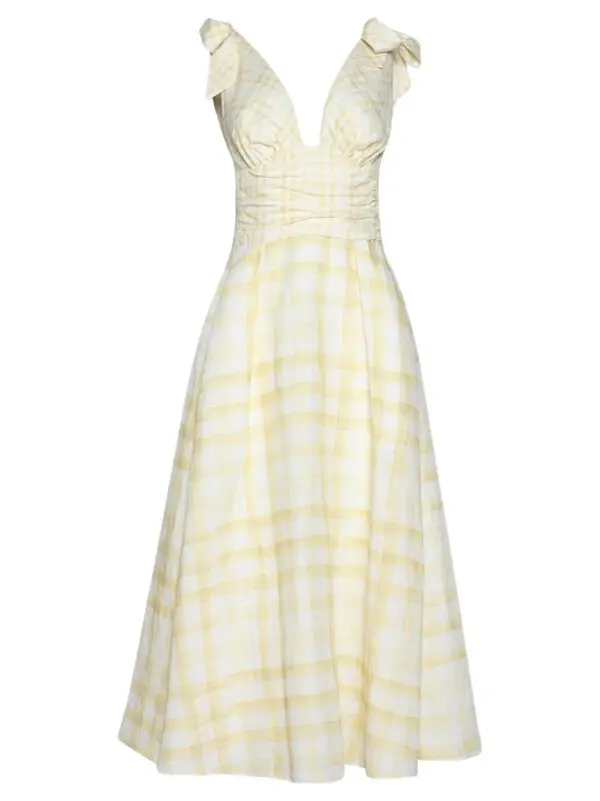 Rosie Assoulin Bow Shoulder Midi Dress - Yellow