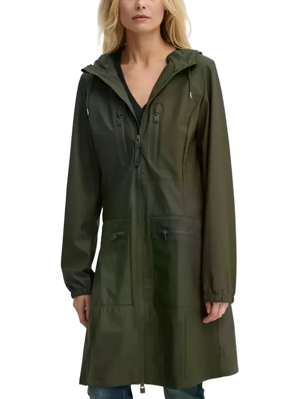 Rains Cargo Curve Hooded Zip-up Parka - Green