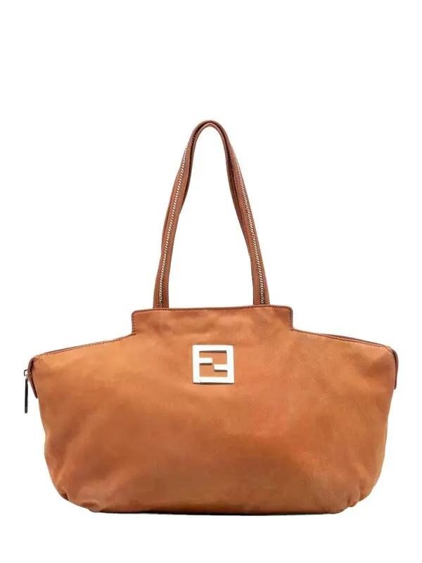 Fendi Medium Ff Nubuck Chains Tote Bag - Brown