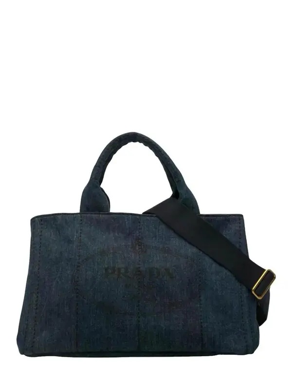 Prada Denim Canapa Logo Satchel - Blue