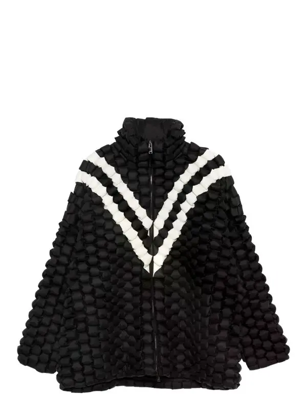 RAXXY Stripe-detail Textured Jacket - Black