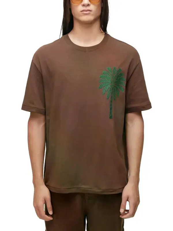 OSKLEN Palm-tree Embroidered T-shirt - Brown