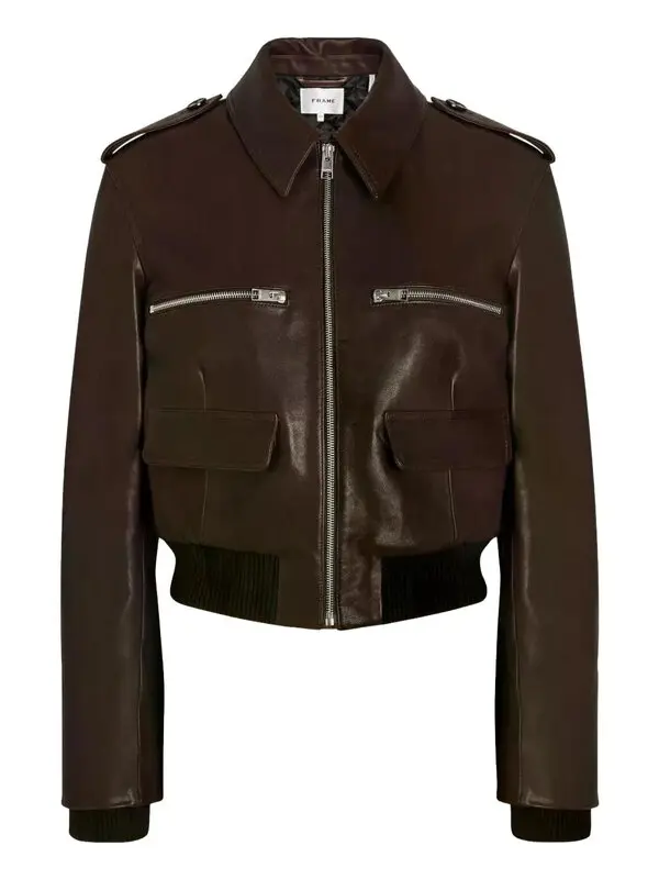 FRAME Zip-pocket Leather Jacket - Brown
