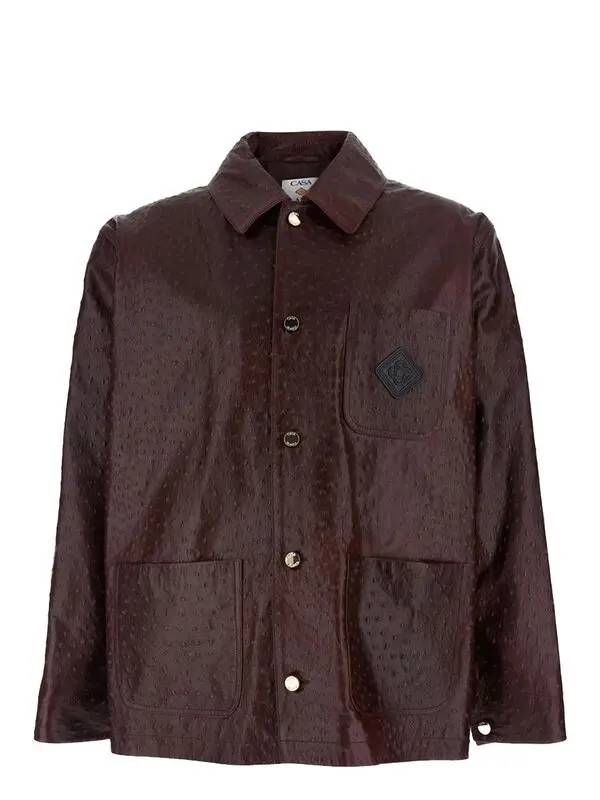 Casablanca Bordeaux Leather Jacket - Red