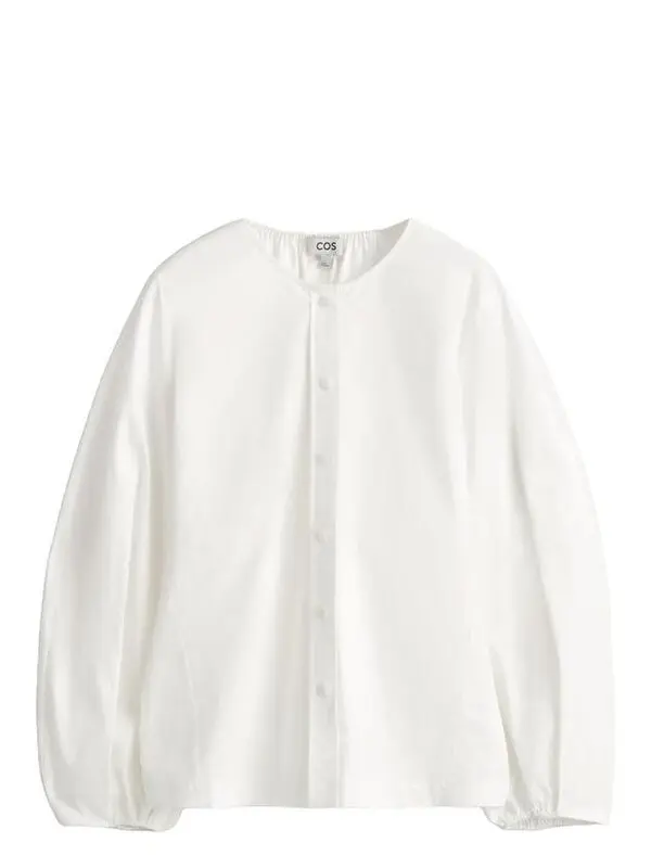 Cos Gathered Pima Cotton Blouse - White