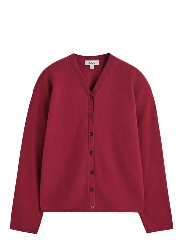 Cos Merino Wool V-neck Cardigan - Red