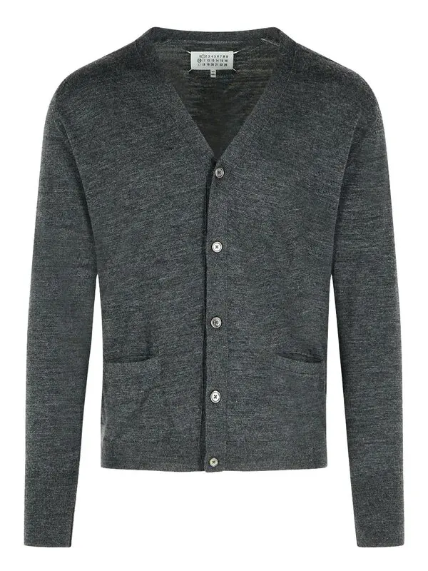 MAISON MARGIELA Dark Wool Blend Cardigan - Grey