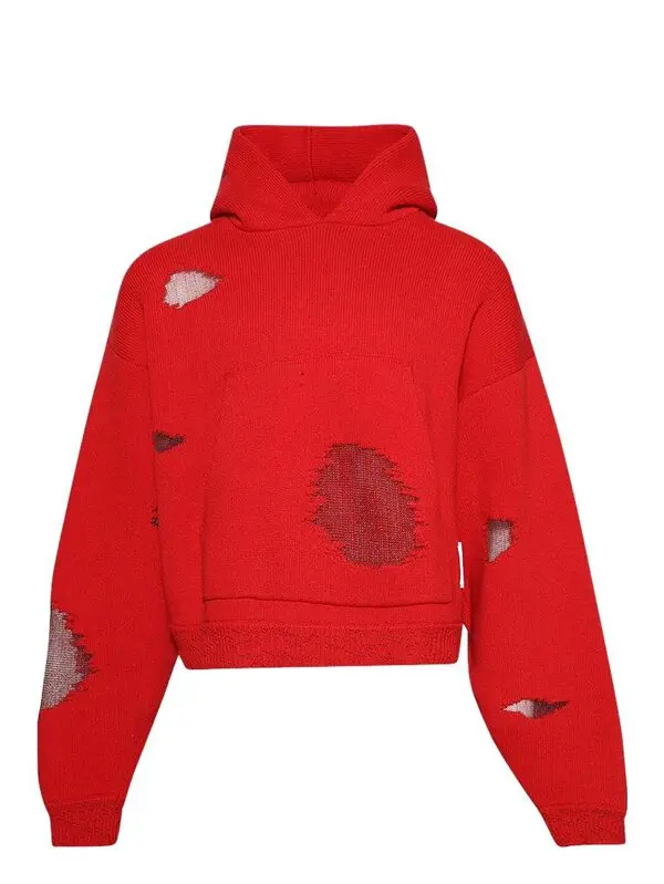 RIVINGTON ROI REBIS Distressed Hooded Pullover - Red