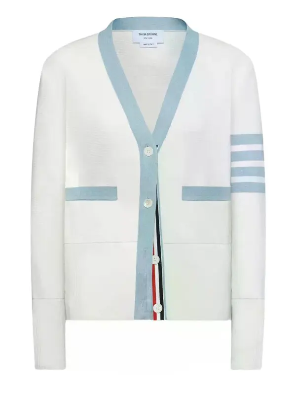 Thom Browne V-neck 4-bar Cardigan - White