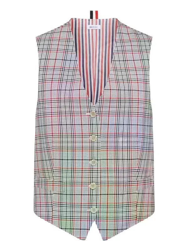 Thom Browne Plaid Waistcoat - Grey