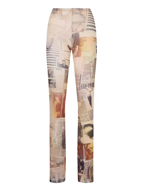 Jean Paul Gaultier Newspaper-print Leggings - Neutrals