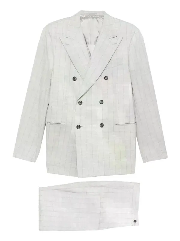 Caruso Norma Double-breasted Check-pattern Suit - Grey