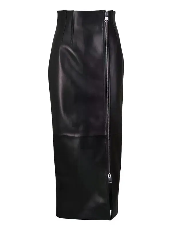 Khaite Gres Midi Leather Skirt - Black
