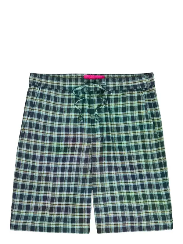 THE ELDER STATESMAN Plaid Drawstring Shorts - Blue